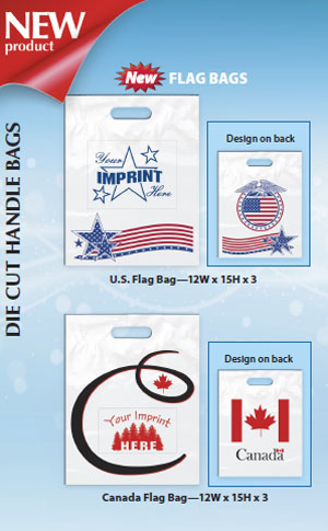 Custom Printed Die-Cut Plastic Shopping Bags With Flags | Starpack, Inc.